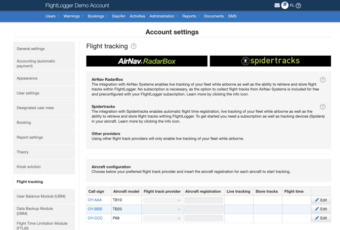 Setting up the AirNav RadarBox integration in FlightLogger